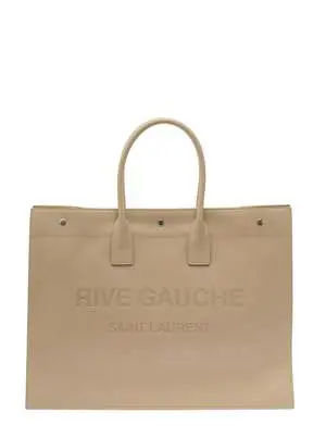 Saint Laurent Saint Laurent Men Rive Gauche Large Tote Bag In Beige Leather Man Multicolor