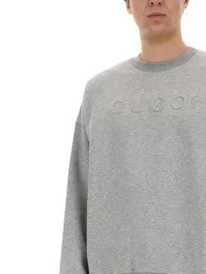 Gucci Jersey Sweatshirt With Embossed Logo - Gray