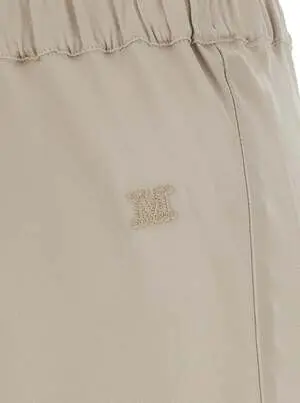 Max Mara Sospiro' Beige Skirt With Logo Embroidery On The Front And Elasticized Waist In Silk For - Cream