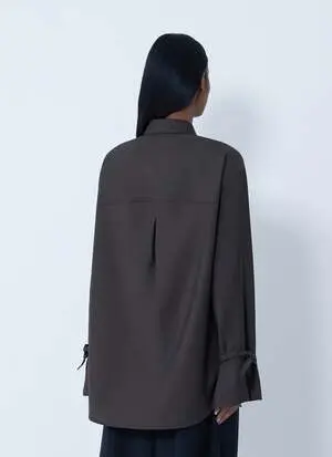 TOTEME Tie-cuff Wool Shirt - Brown
