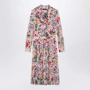 Gucci Flora Print Silk Shirt Dress - Multicolor