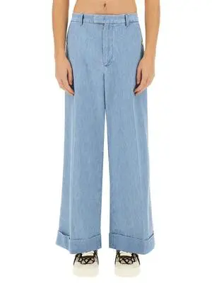 Valentino Garavani Wide Fit Denim Trousers - Blue