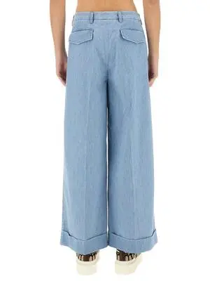 Valentino Garavani Wide Fit Denim Trousers - Blue