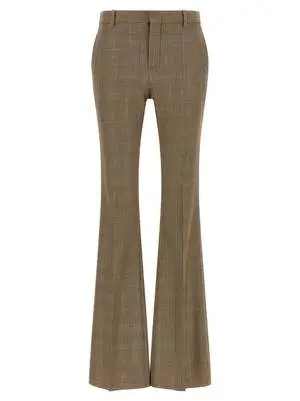 Saint Laurent Prince Of Wales Houndstooth Trousers - Brown