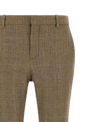 Saint Laurent Prince Of Wales Houndstooth Trousers - Brown