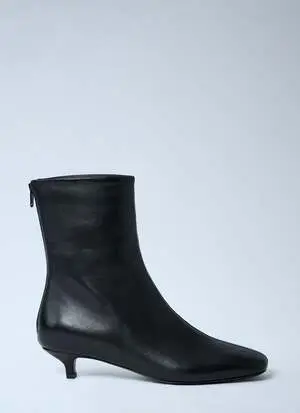 TOTEME Classic Day Leather Ankle Boots - Black