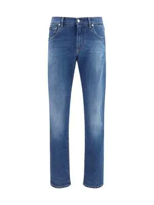Dolce & Gabbana Slim Stretch Jeans With Dg Logo - Blue