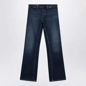 Gucci Low-rise Cotton Denim Web Tape Trousers - Blue