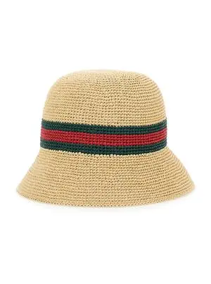Gucci Straw Web Detail Bucket Hat - Multicolor