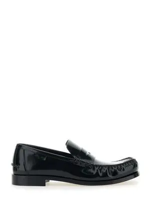 Bottega Veneta Truman' Black Loafers With Side Logo Patch In Leather - Multicolor