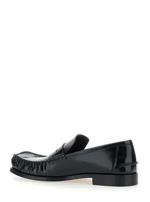 Bottega Veneta Truman' Black Loafers With Side Logo Patch In Leather - Multicolor