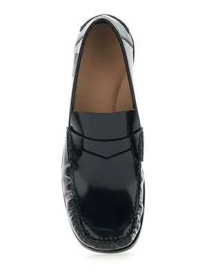 Bottega Veneta Truman' Black Loafers With Side Logo Patch In Leather - Multicolor