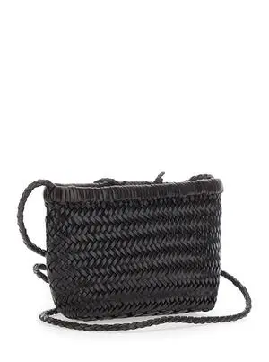 Dragon Diffusion Minsu' Crossbody Bag With Strap And Woven Motif In Leather For - Brown