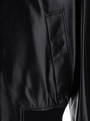 Bottega Veneta Black Bomber Jacket With Two Front Welt Pockets In Leather