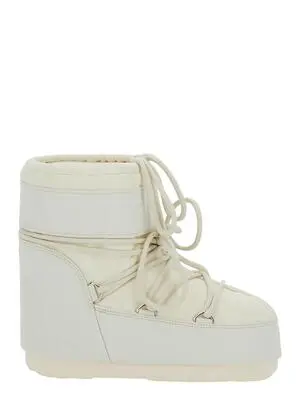 Moon Boot Snow Boots With Maxi Logo Print On The Side In White Tech Fabric For - Multicolor