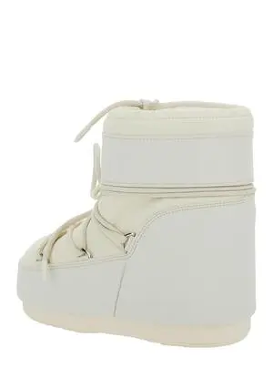 Moon Boot Snow Boots With Maxi Logo Print On The Side In White Tech Fabric For - Multicolor