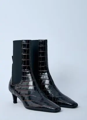 TOTEME Croc-embossed Leather Boots - Brown
