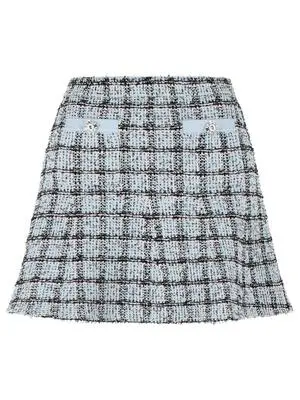 SELF-PORTRAIT Short Skirt In Light Cotton Blend - Blue