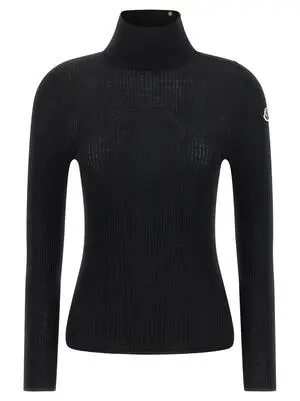 Moncler Logo Turtleneck Sweater - Black