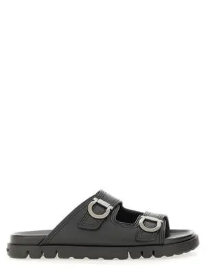 FERRAGAMO Double-strap Sandal - Black