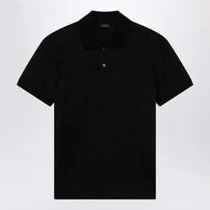 Gucci Gg Jacquard Technical Jersey Polo Shirt - Black