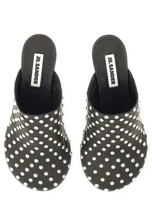 JIL SANDER Leather Mules - Black