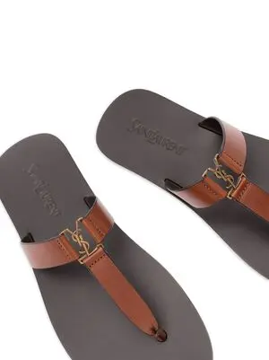 Saint Laurent Cassandra Leather Thong Sandals - Multicolor