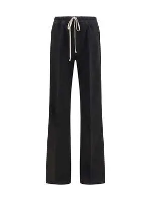 Rick Owens Dietrich Drawstring Pants In Brushed Twill - Black