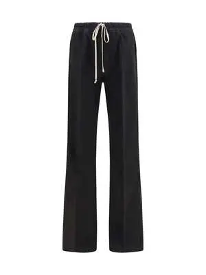 Rick Owens Dietrich Drawstring Pants In Brushed Twill - Black