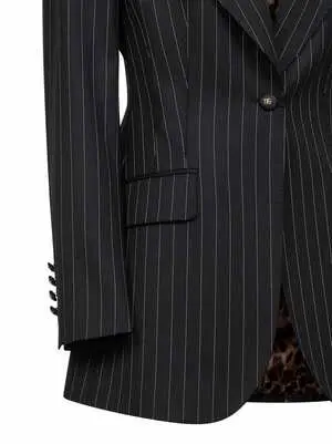 Dolce & Gabbana Black Pinstriped Stretch Wool Single-breasted Jacket