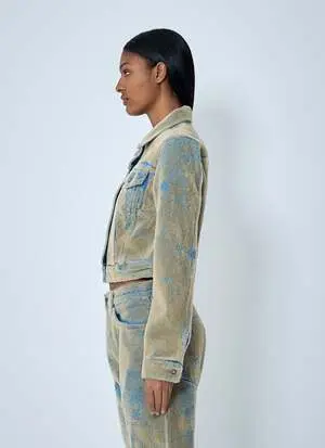 Acne Studios Flocked Denim Jacket - Blue