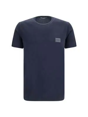 Dolce & Gabbana Cotton T-shirt With Logo Plaque - Black