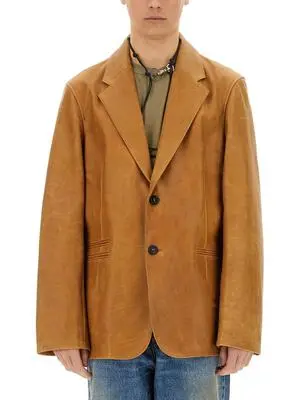 Our Legacy Leather Opening Blazer - Brown