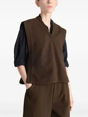 LEMAIRE Cotton V-neck Belted Tank Top - Multicolor