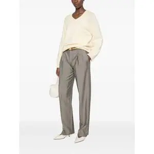 Victoria Beckham Grey Trousers Straight Trousers