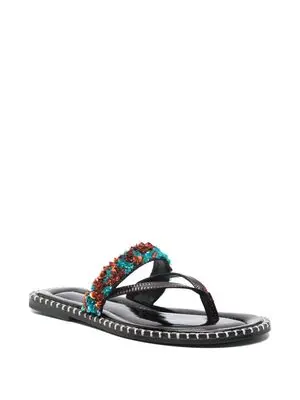 Dries Van Noten Embroidered Leather Thong Sandals - Multicolor