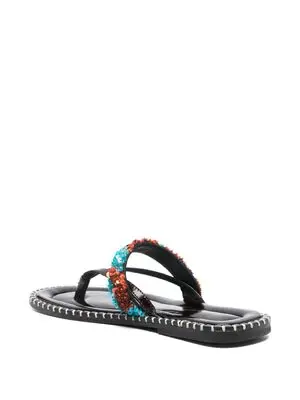 Dries Van Noten Embroidered Leather Thong Sandals - Multicolor