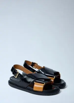 Marni Fussbett Leather Sandals - Black