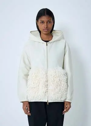 Moncler Eco Nylon Shearling-panel Coat - White