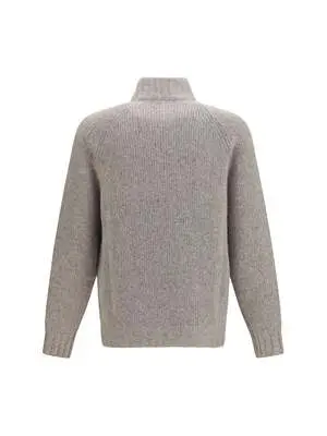 Brunello Cucinelli High-neck Cashmere And Silk Cardigan With Zip - Gray