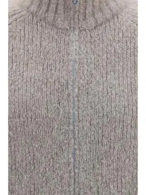 Brunello Cucinelli High-neck Cashmere And Silk Cardigan With Zip - Gray
