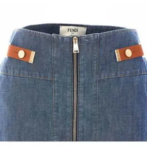 Fendi Straight Midi Denim Skirt