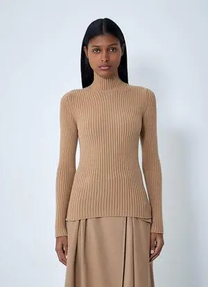 Max Mara Ribbed Knit Turtleneck Sweater - Multicolor
