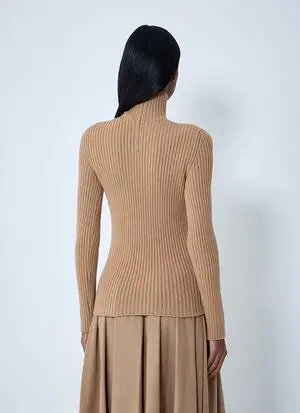 Max Mara Ribbed Knit Turtleneck Sweater - Multicolor