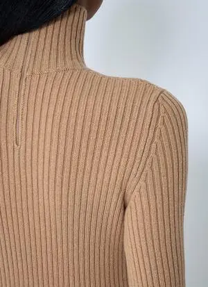 Max Mara Ribbed Knit Turtleneck Sweater - Multicolor