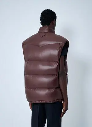 Prada Re-nylon Down Vest - Brown