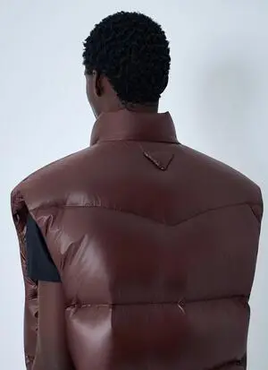 Prada Re-nylon Down Vest - Brown