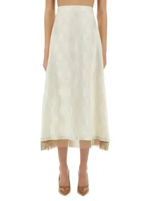 Fendi Silk Blend Skirt - Cream