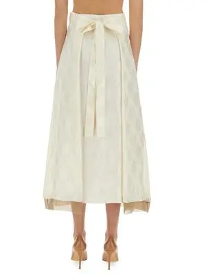 Fendi Silk Blend Skirt - Cream