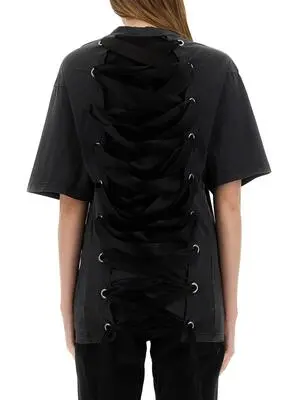 Balenciaga Lace-up T-shirt - Black